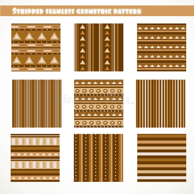 Stripped Seamless Geometric Pattern in Brown, Beige and White Colors ...