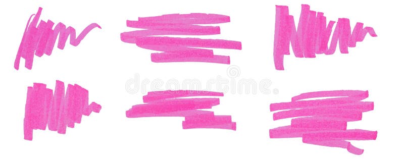 A Set of Stroke Drawn with Pink Marker Isolated on White Stock Photo ...