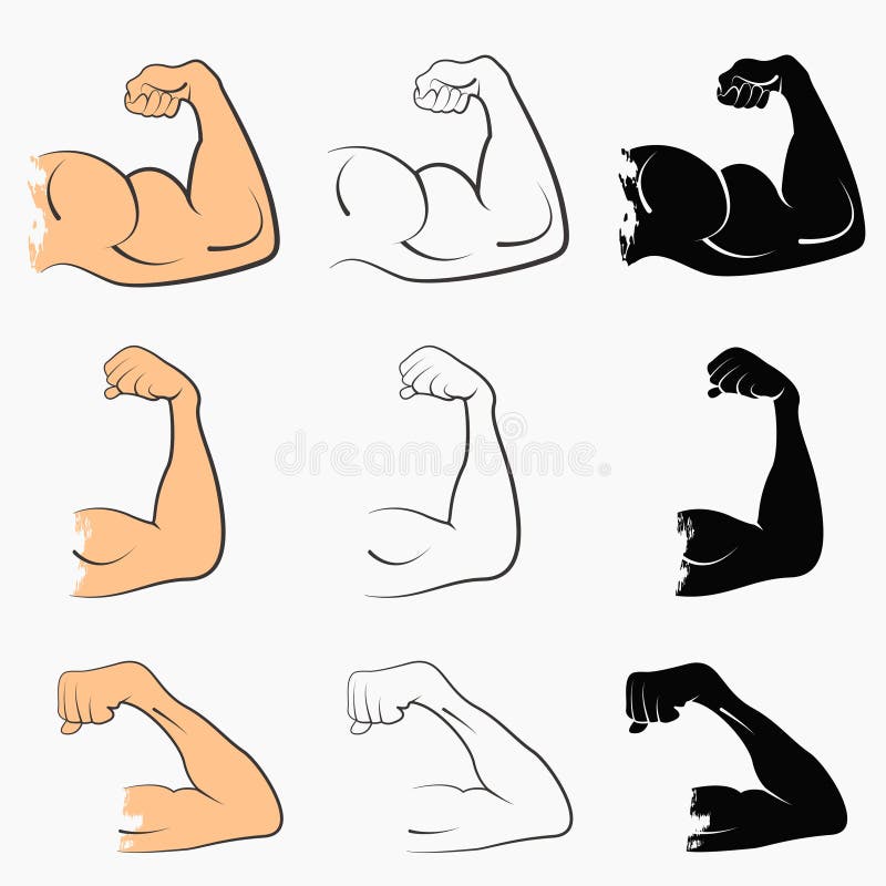 Set strong power stock vector. Illustration of hand, human - 90788679