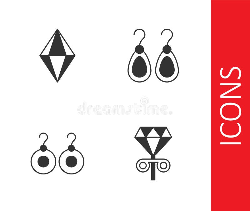 Set Stud Earrings, Gem Stone, Earrings and Icon. Vector Stock Vector ...
