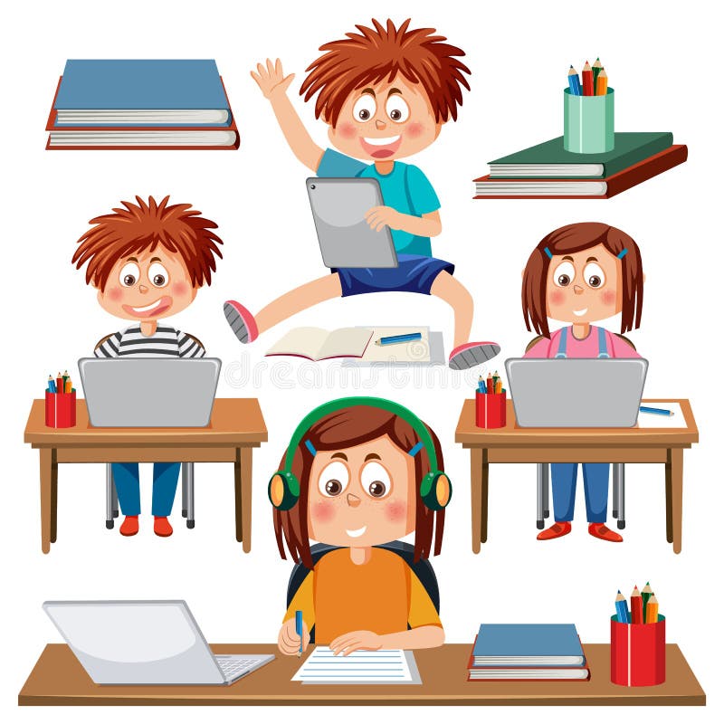 Set of Student Cartoon Character Stock Vector - Illustration of ...