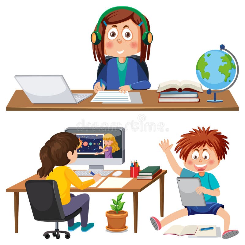 Set of Student Cartoon Character Stock Vector - Illustration of ...