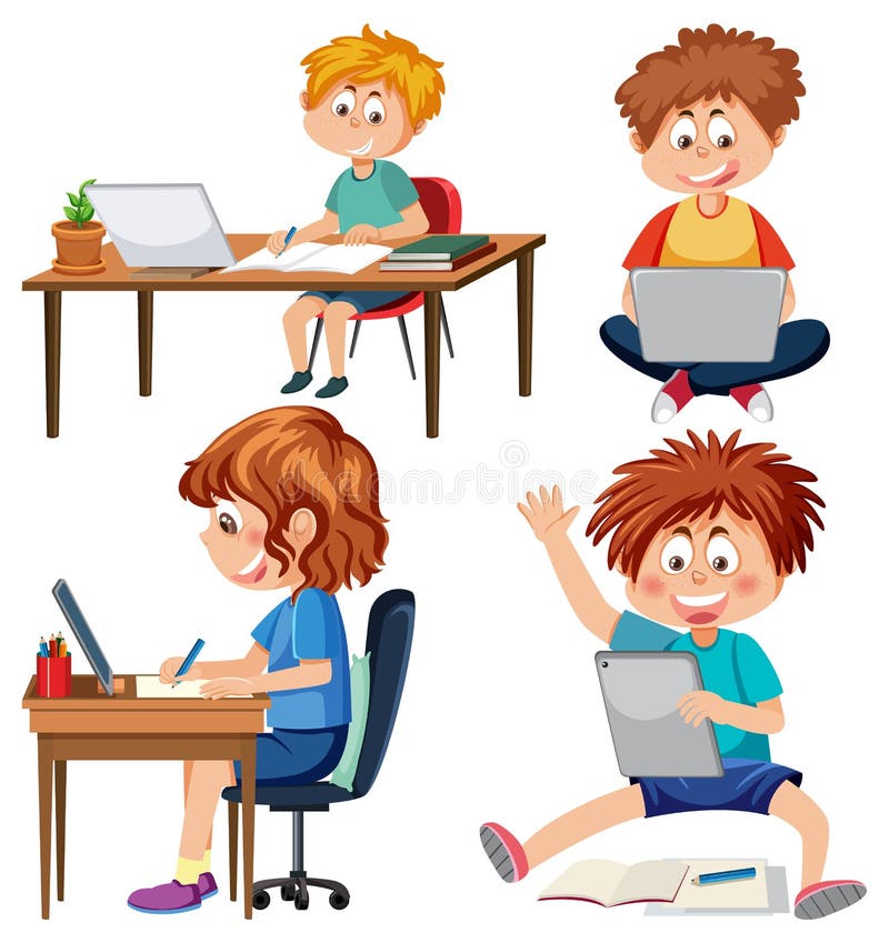 Set of Student Cartoon Character Stock Vector - Illustration of ...