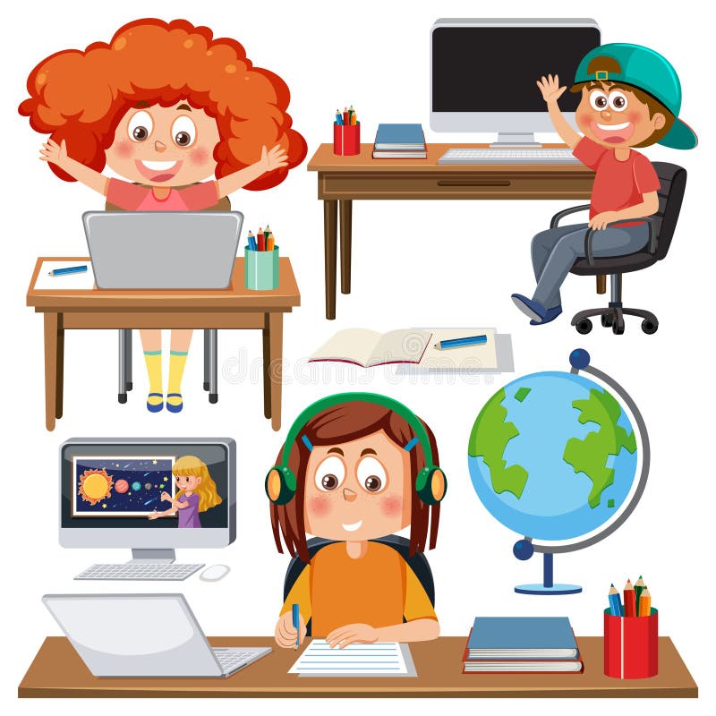 Set of Student Cartoon Character Stock Vector - Illustration of ...