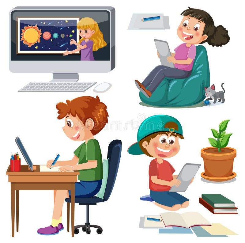 Set of Student Cartoon Character Stock Vector - Illustration of ...