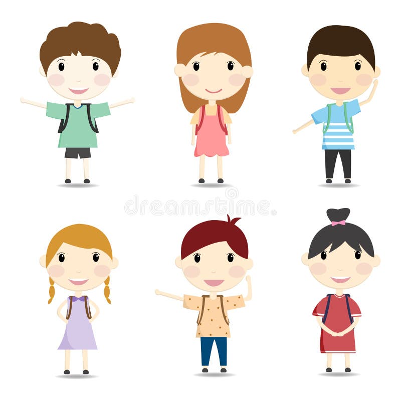 Set of Students Character - Back To School.Vector Illustration C Stock ...
