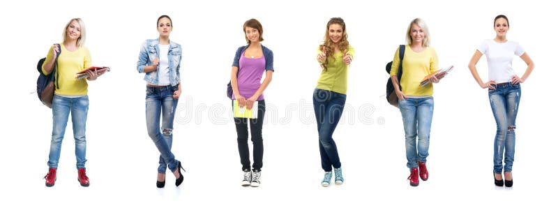 Set of Students Having Fun on Isolated Background. Stock Photo - Image ...