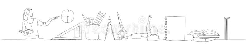 Set of Studies at School, College, University One Line Art. Continuous ...