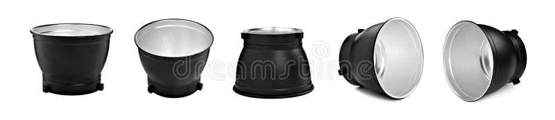 Studio Flash Light Reflector Isolated on White. Professional ...