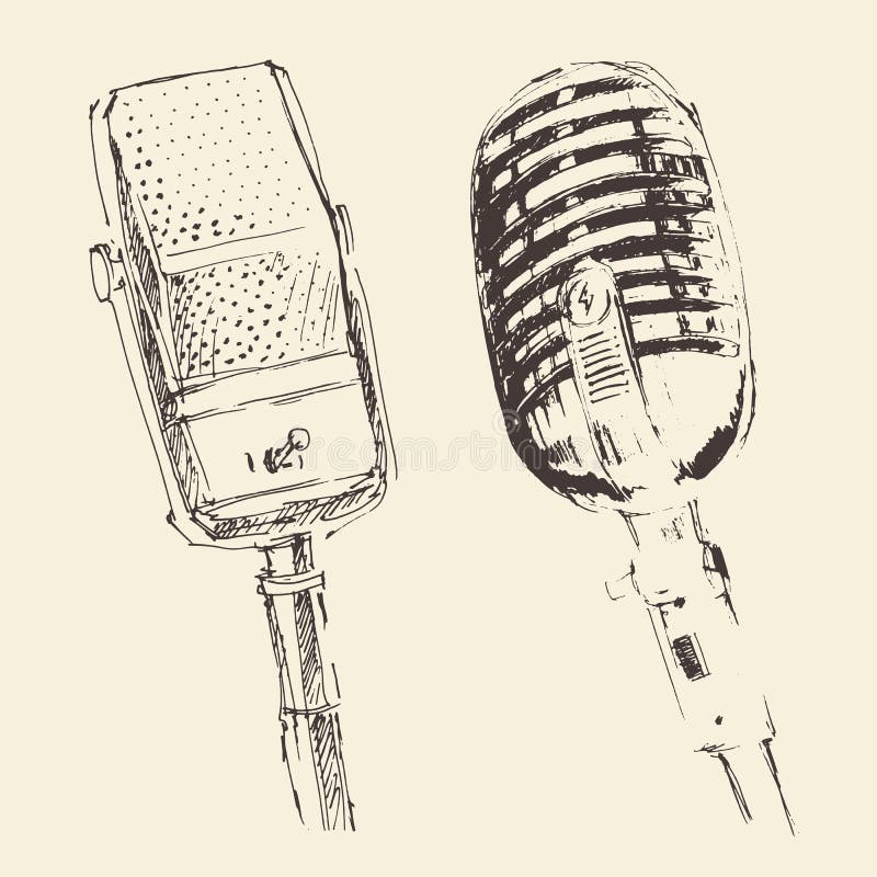 Headphones and Radio Microphone Flat Design Vector Stock Vector ...