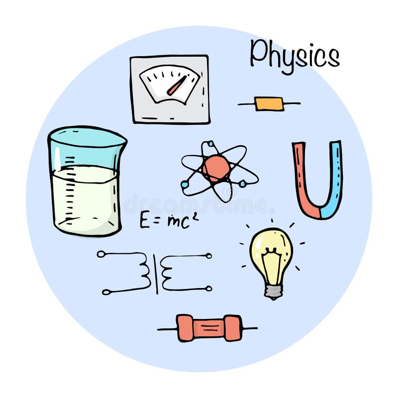 Set of Stydying Elements. Physic Topic Stock Illustration ...