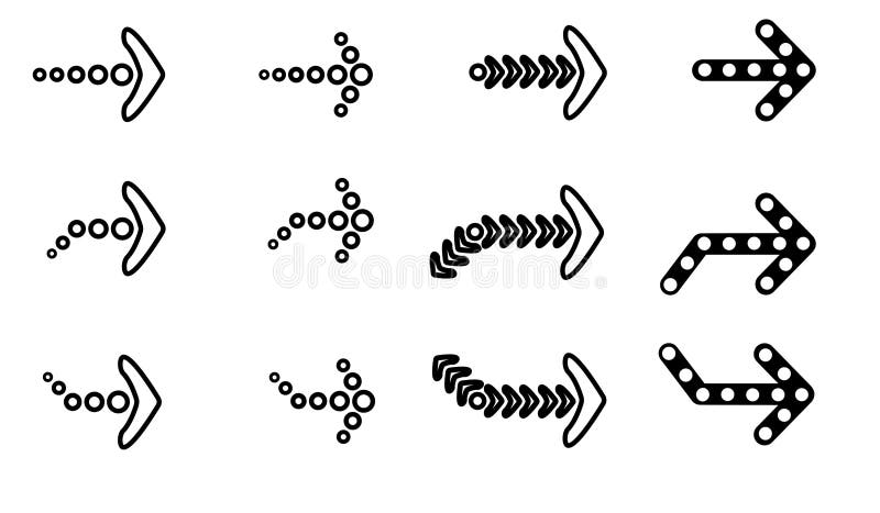 Set of Vector Stylised Black Arrows Stock Vector - Illustration of ...