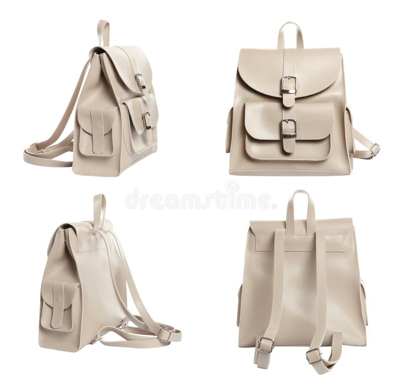 Set with Stylish Backpacks on White Background Stock Image - Image of ...
