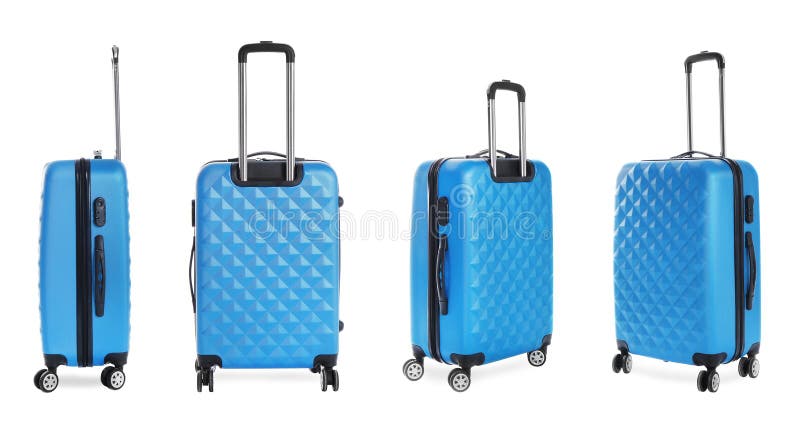 Set of Stylish Blue Suitcase for Travelling Stock Photo - Image of ...