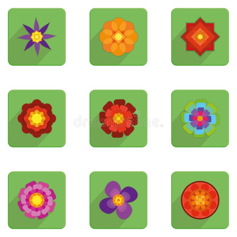 Set of Stylish Colorful Flowers Icons Isolated Stock Vector ...