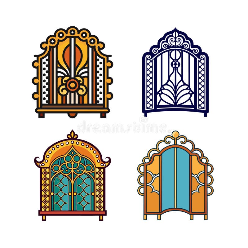 Set of Stylish Decorative Screen for Privacy Stock Vector ...