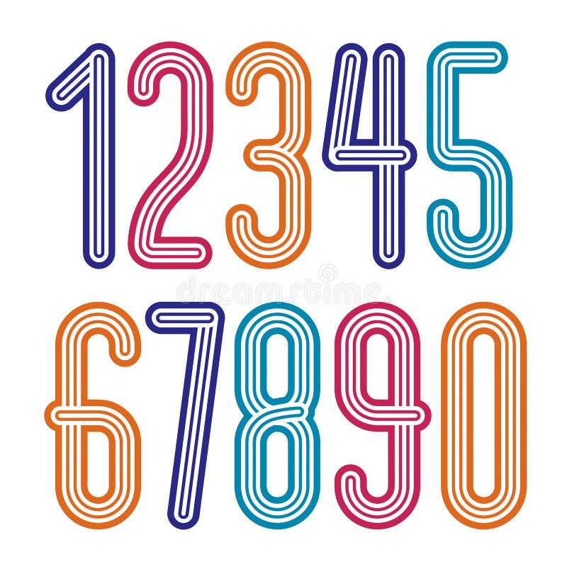 Set of Stylish Disco Vector Digits, Modern Numerals Collection. Stock ...