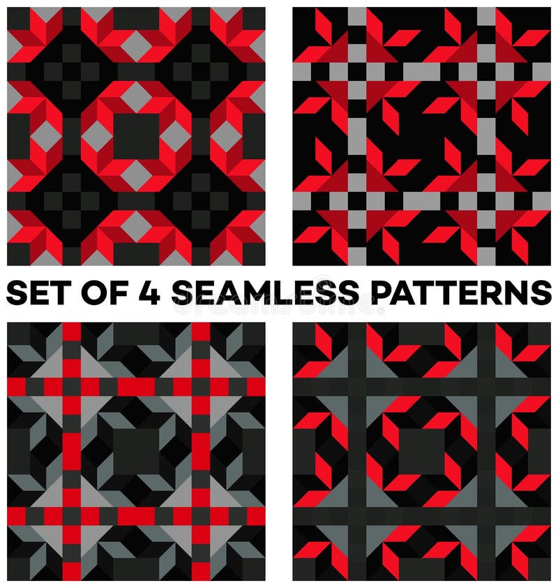 Stylish Rhombus and Square Shapes Seamless Pattern of Red and Blue ...