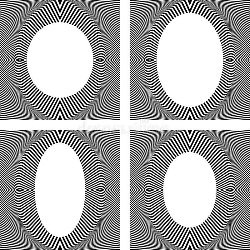 Set of Stylish Oval Frames in Op Art Design. Stock Vector ...