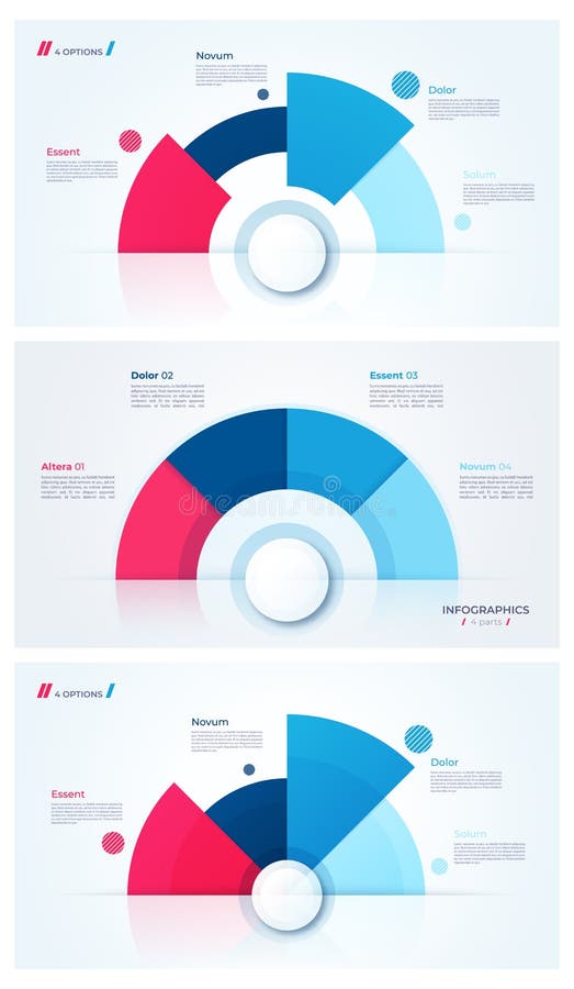 Set of Stylish Pie Chart Circle Infographic Templates. 4 Parts Stock ...