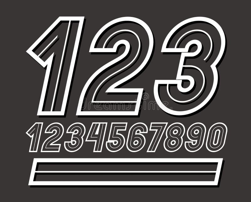 Set of Stylish Retro Rounded Vector Digits. Stock Vector - Illustration ...