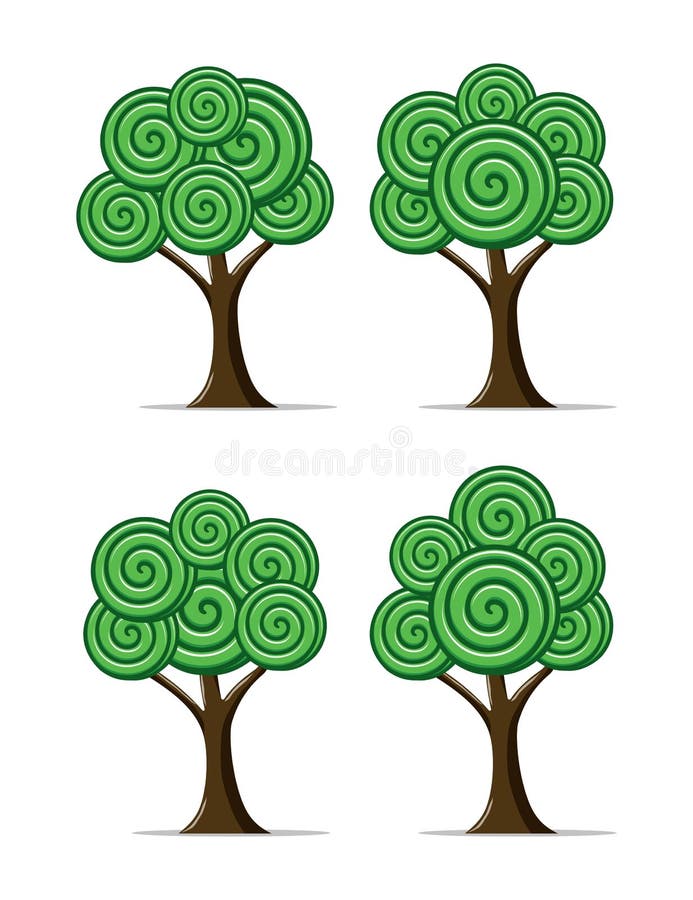 Set of Stylized Abstract Trees, Vector Stock Vector - Illustration of ...