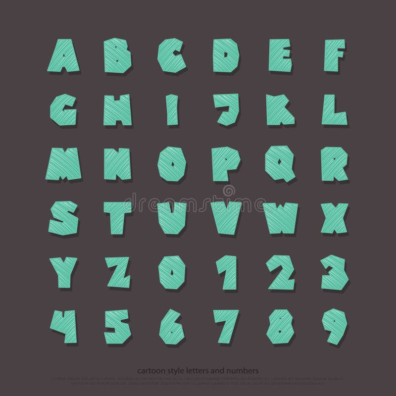 Set of Stylized Alphabet Letters and Numbers. Vector, Cartoon Style ... Set of Stylized Alphabet Letters and Numbers. Vector, Cartoon Style ...