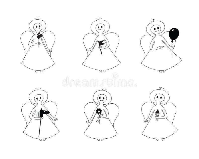 Stylized Angels on Frame with Shooting Star Isolated Stock Vector ...