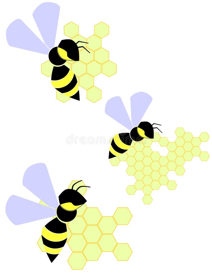 Set of Stylized Bees with Hives Stock Vector - Illustration of ...