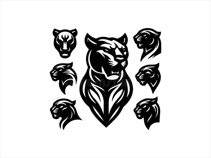 Black panther logo set stock vector. Illustration of sports - 359617217