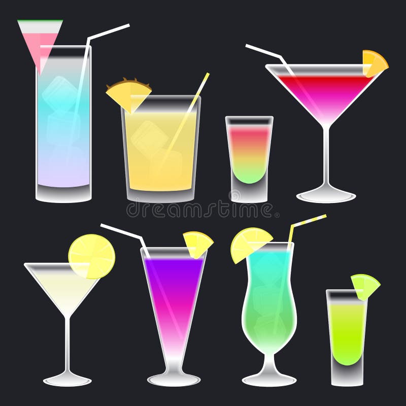 Set of stylized cocktails stock vector. Illustration of shot - 241493761
