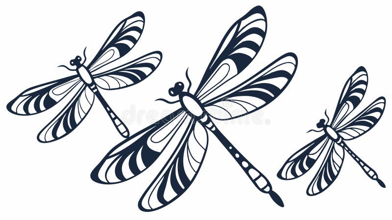 Set of Stylized Dragonflies, Natural Insect Collection, Vector Design ...
