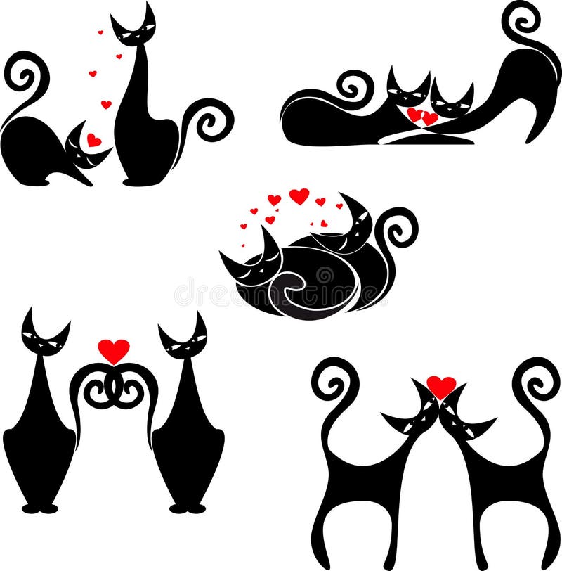 Set of Stylized Figures of Cats Stock Vector - Illustration of life ...