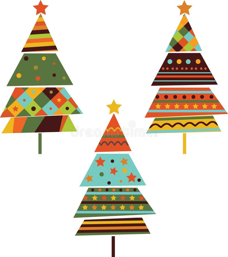 Set of stylized fir trees. stock vector. Illustration of bauble - 34468533