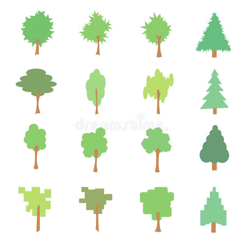 Set of Stylized Flat Tree Icons, Vector Illustration, Stock Vector ...