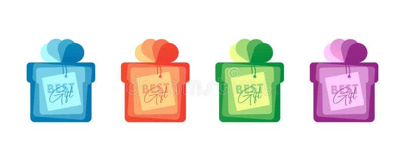 Set of Stylized Graphic Gift Boxes in Different Color with Overlapping ...