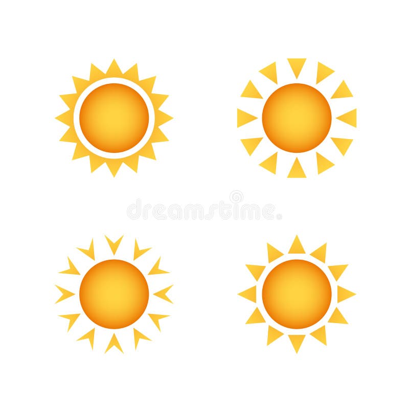Set of Stylized Images of the Sun. Vector Design Element of the Summer ...