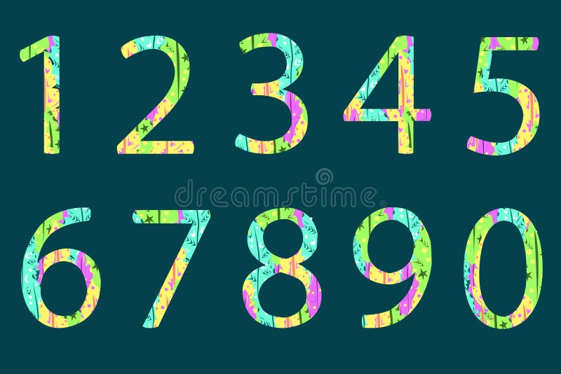 A Set of Stylized Numbers Bright and Festive Stock Vector ...