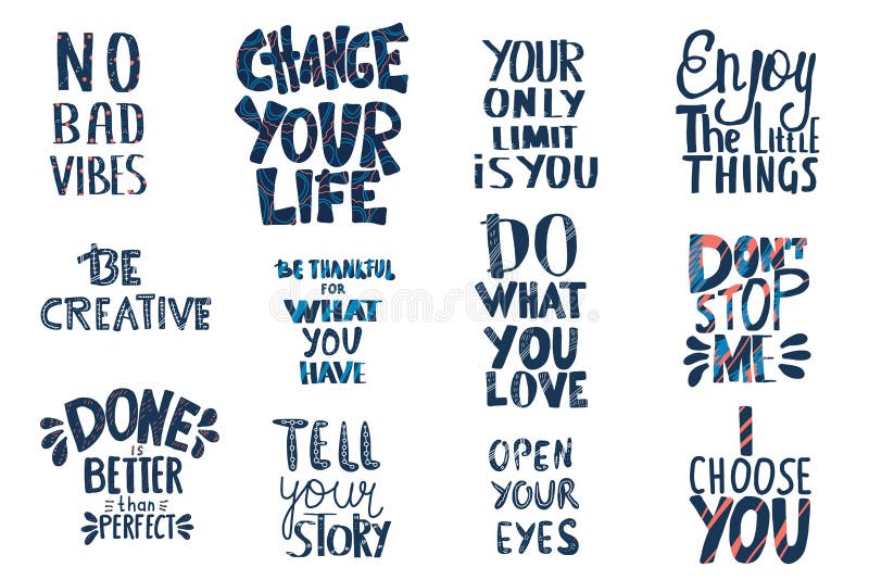 Set Of Sticker Quotes Vector Text Illustration Stock Vector