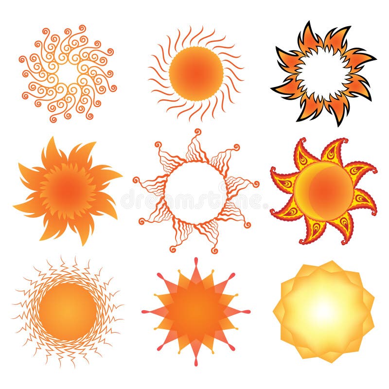Set of Stylized Sun Symbols Stock Vector - Illustration of painting ...