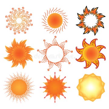 Set of Stylized Sun Symbols Stock Vector - Illustration of painting ...