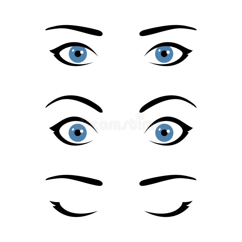 Set Of Stylized Woman`s Eyes Expressing Different Emotions Stock Vector ...