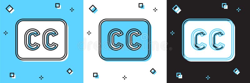 Set Subtitles Icon Isolated on Blue and White, Black Background. Vector ...