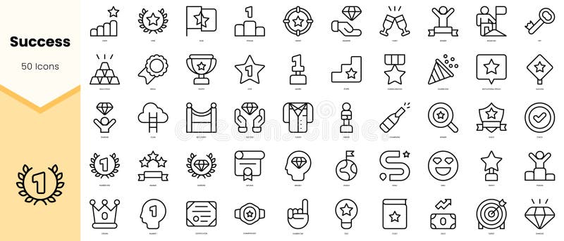 Set of Success Icons. Simple Line Art Style Icons Pack Stock Vector ...