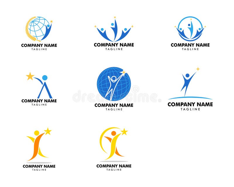Set of Success People Logo Design Vector Template Stock Vector ...