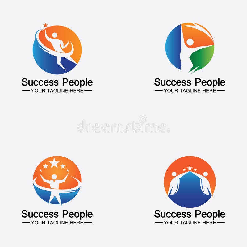 Set Success People Logo Vector Design Template Stock Vector ...