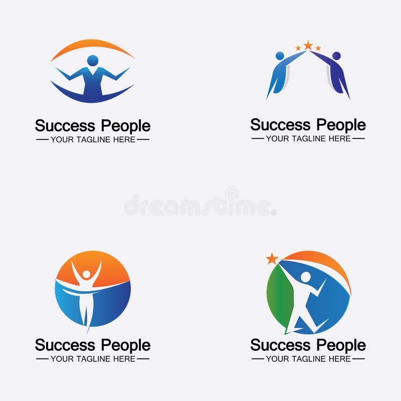 Set Success People Logo Vector Design Template Stock Vector ...