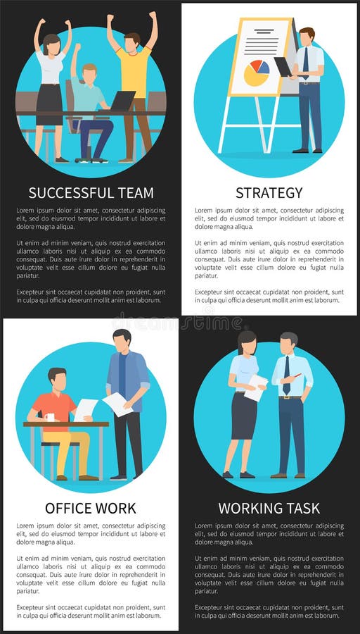 Set of Successful Office Work Strategy Banners Stock Vector ...