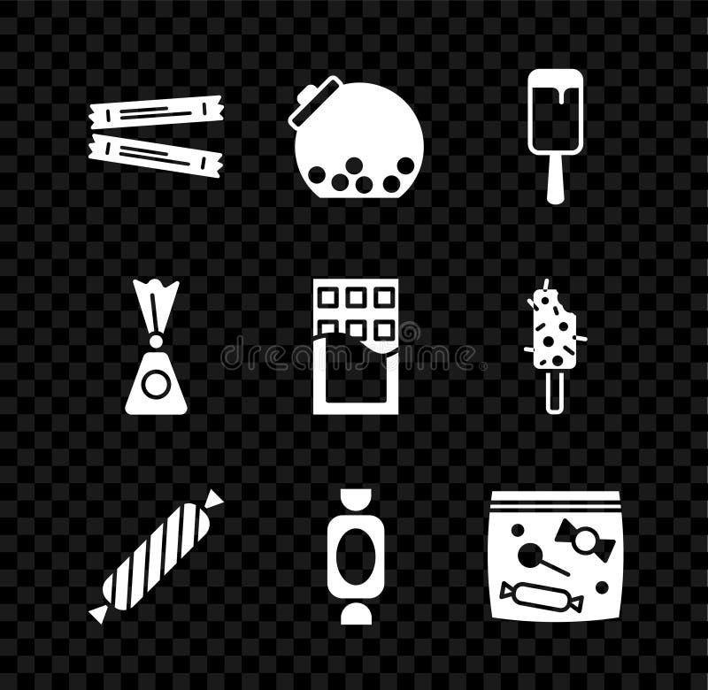 Set Sugar Stick Packets, Glass Jar with Candies Inside, Ice Cream ...