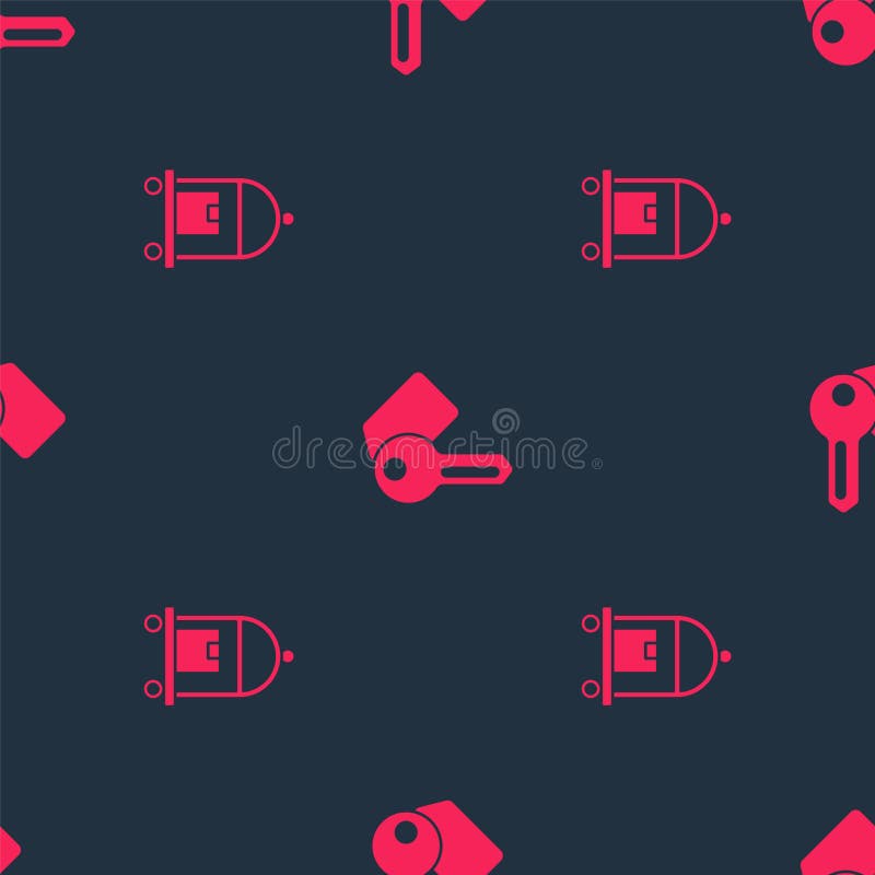 Set Suitcase and Hotel Door Lock Key on Seamless Pattern. Vector Stock ...